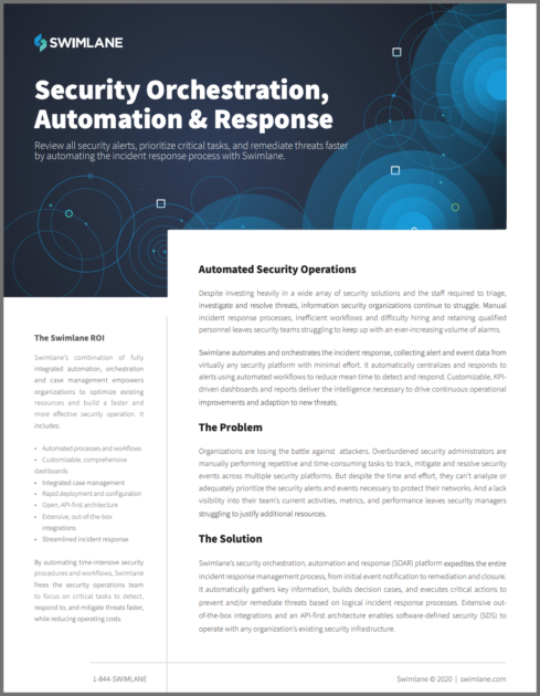 Swimlane Security Automation & Orchestration Datasheet | Swimlane