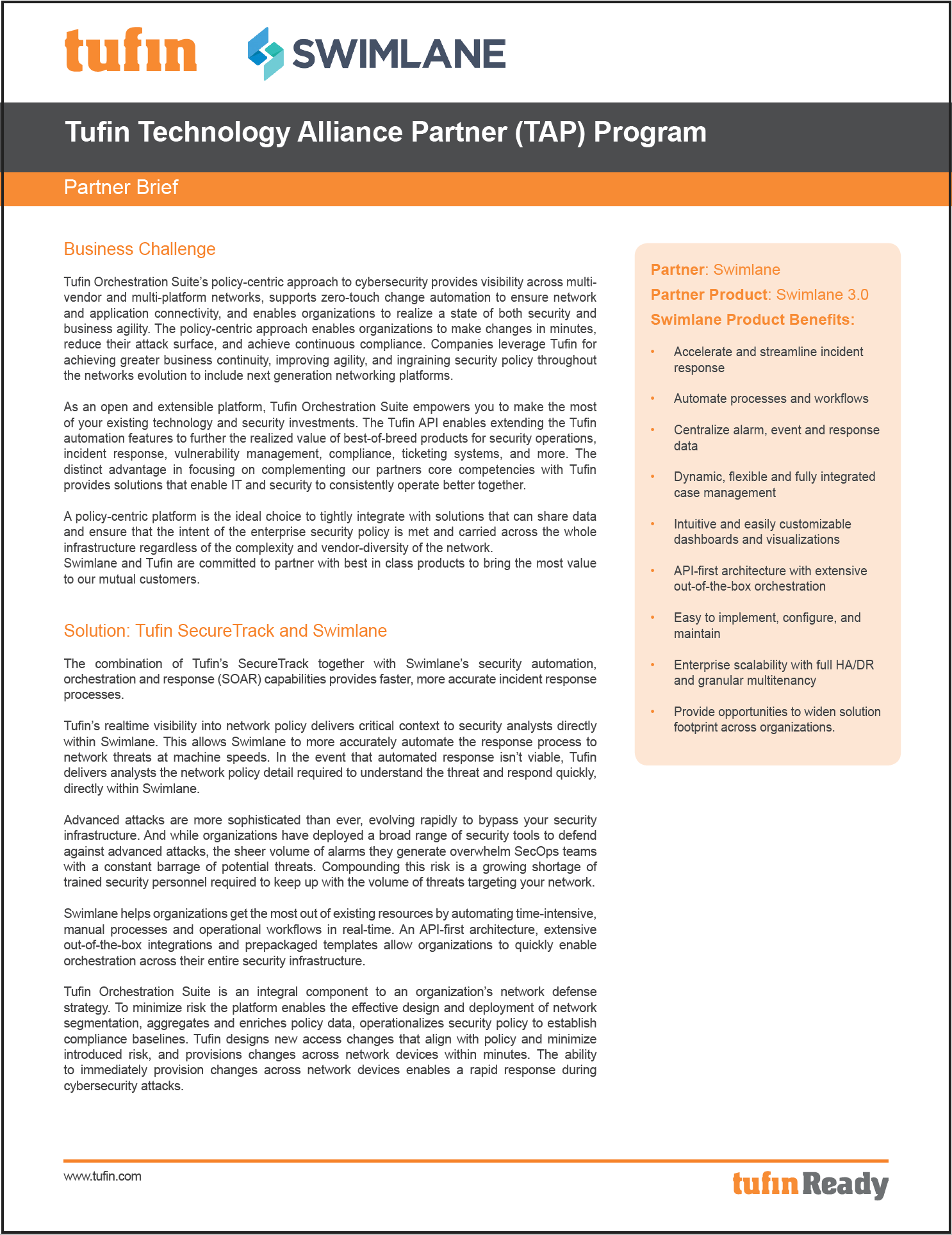 Swimlane and Tufin SecureTrack | Swimlane